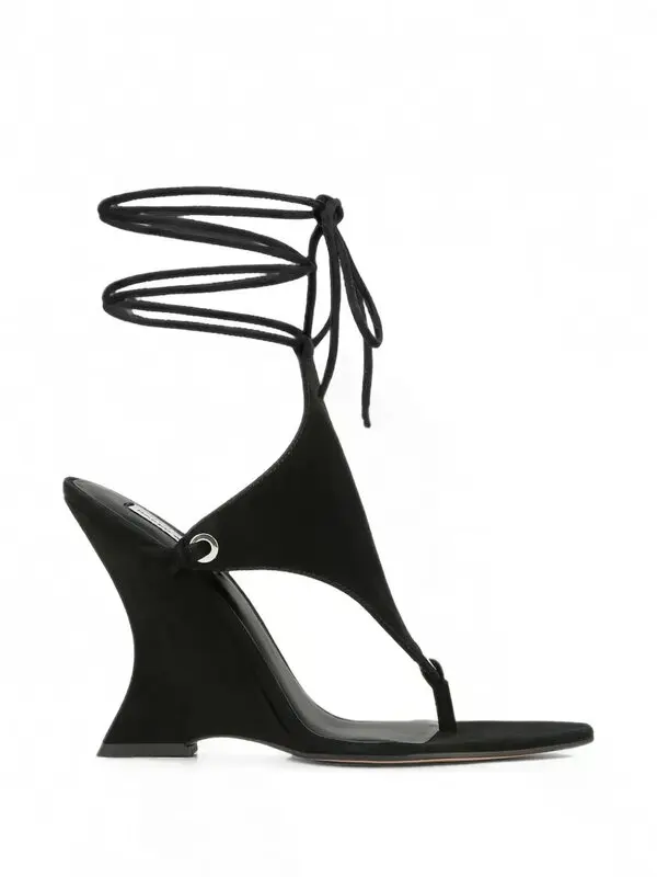 NAKED WOLFE Rampage Lace-up Wedge Pumps - Black