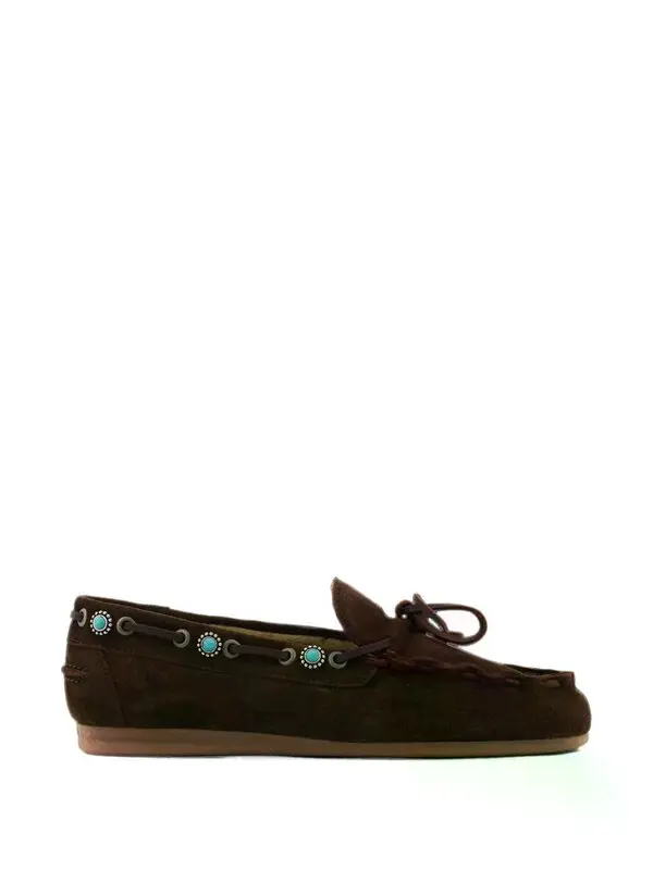 POSA Embellished Suede Loafers