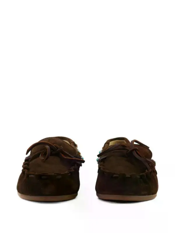 POSA Embellished Suede Loafers