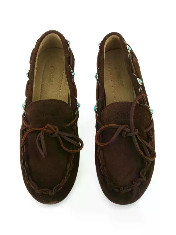 POSA Embellished Suede Loafers