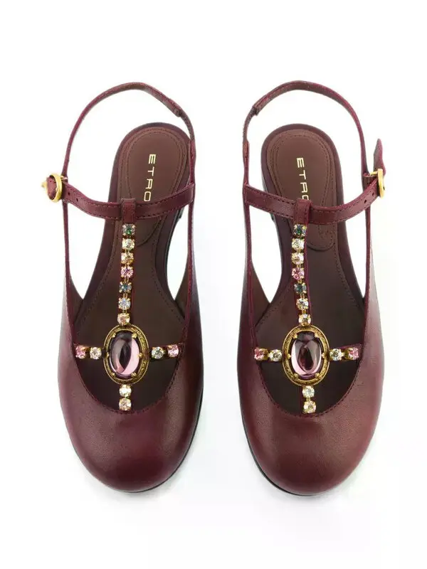 Etro Embellished T-bar Ballet Flats