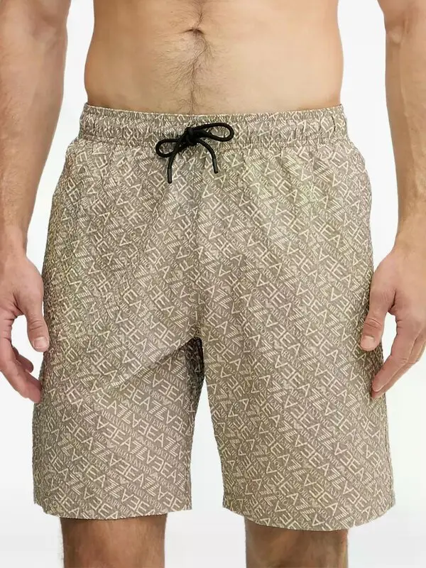 EA7 All-over Logo Swim Shorts - Neutrals