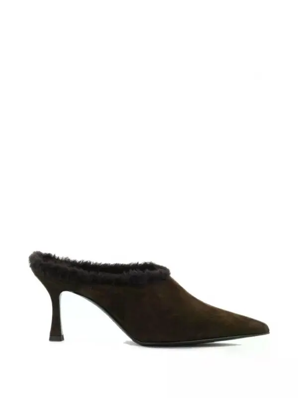 GUGLIELMO ROTTA Shearling-trim Suede Mules