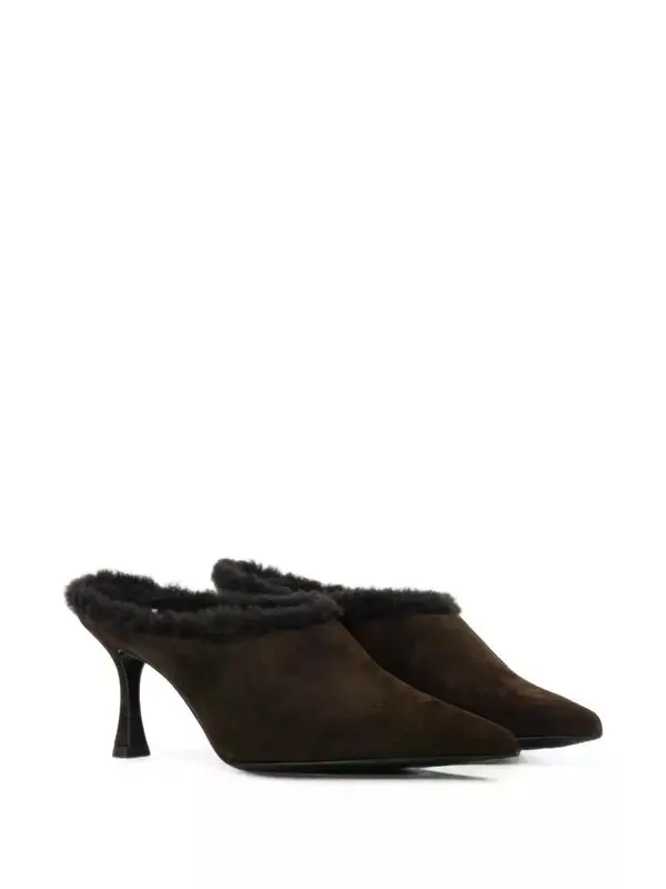 GUGLIELMO ROTTA Shearling-trim Suede Mules