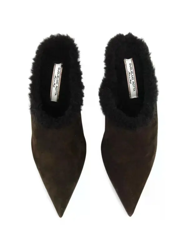 GUGLIELMO ROTTA Shearling-trim Suede Mules