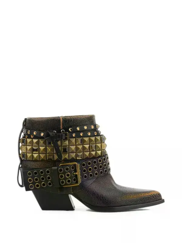 Elena Iachi Petra Stud-embellished Leather Ankle Boots