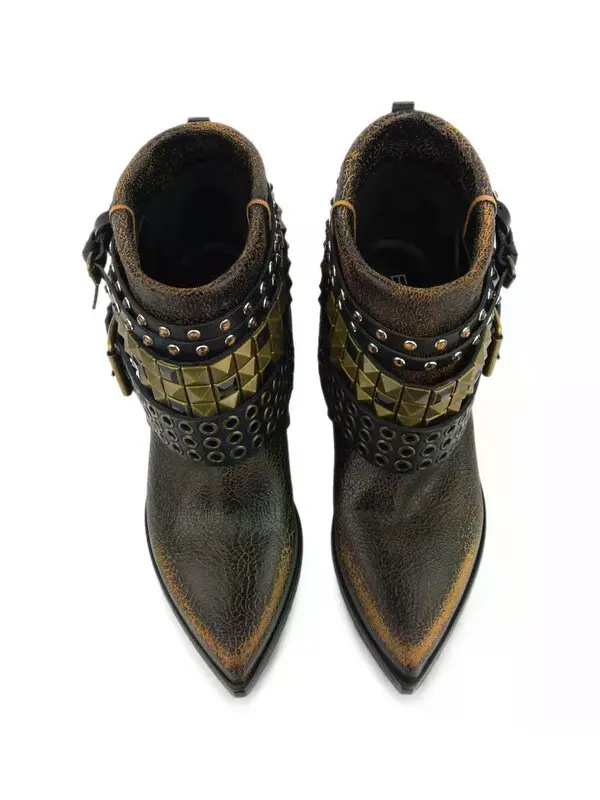 Elena Iachi Petra Stud-embellished Leather Ankle Boots