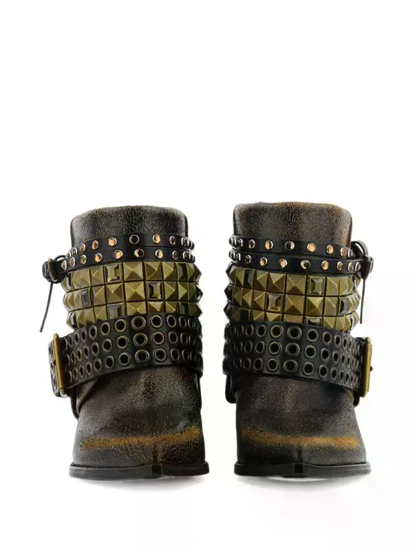 Elena Iachi Petra Stud-embellished Leather Ankle Boots