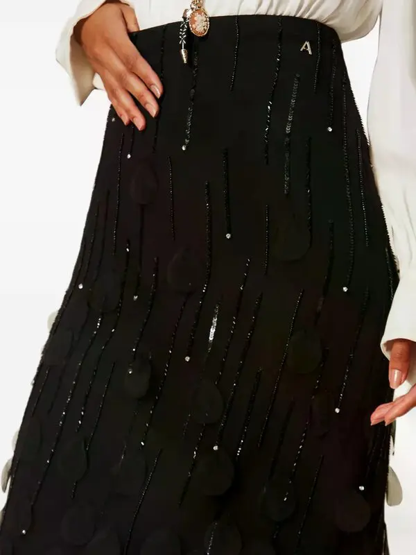 TWINSET Georgette Midi Skirt With Embroidery