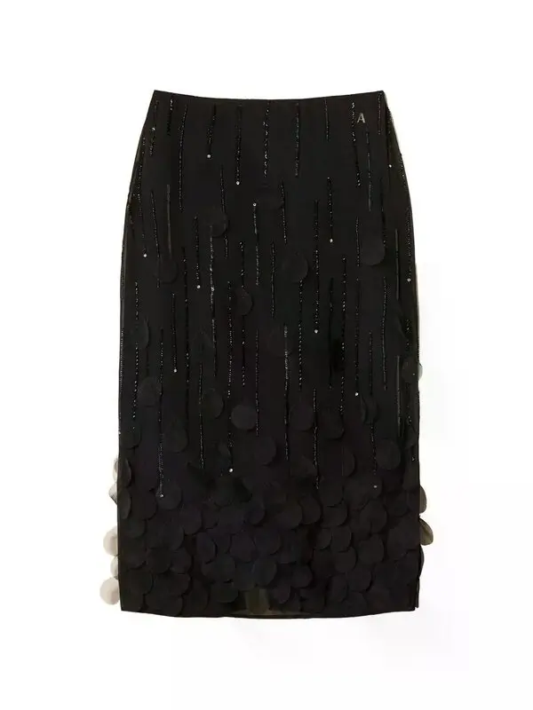 TWINSET Georgette Midi Skirt With Embroidery