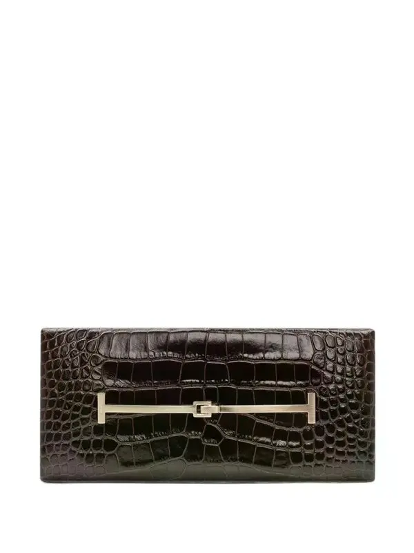 TOM FORD Tumbled Printed Crocodile-leather Arc Clutch