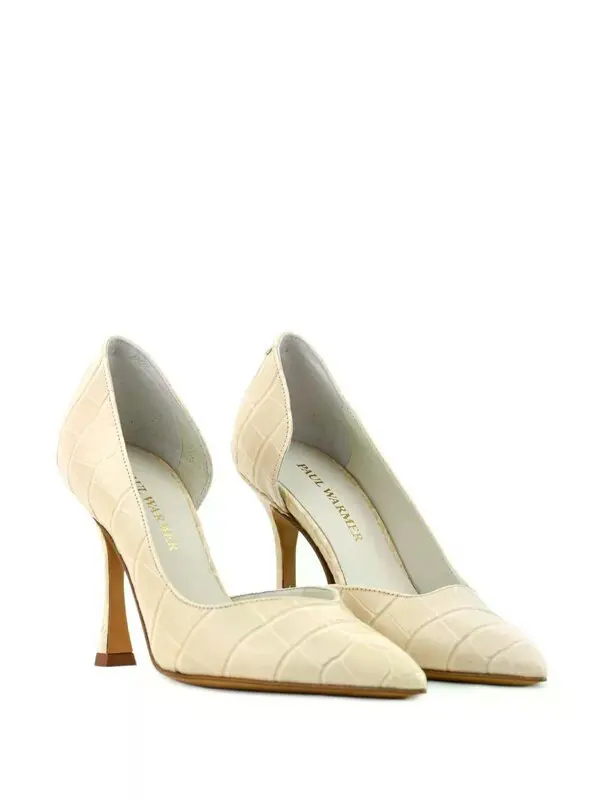 PAUL WARMER Crocodile-effect D'orsay Pumps