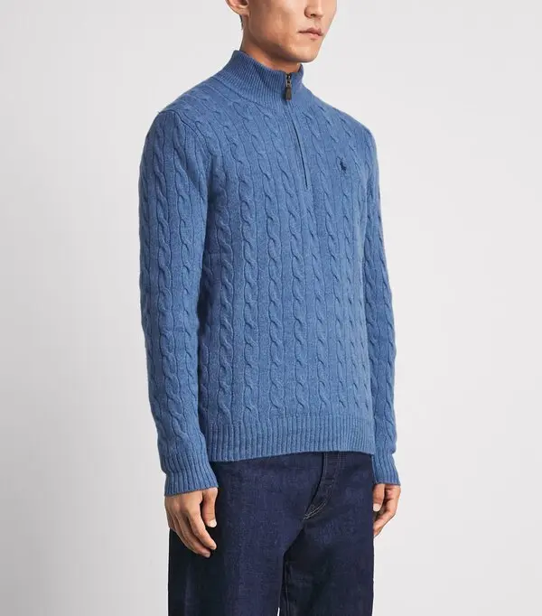 POLO RALPH LAUREN Wool-cashmere Quarter-zip Sweater