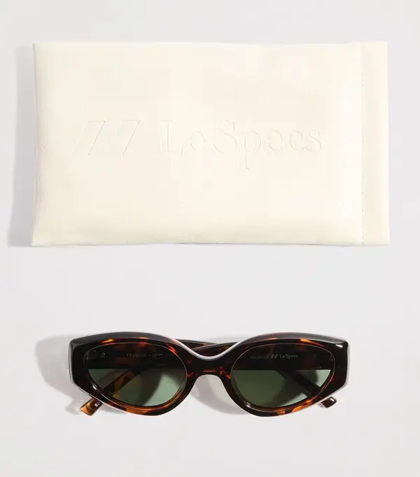 Le Specs Tortoiseshell Oval Sunglasses