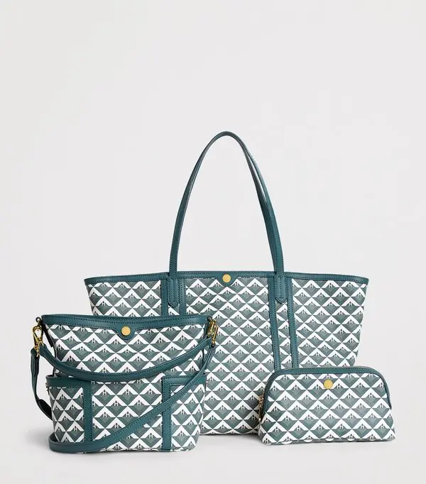 Harrods Coated Canvas Geometric Bucket Bag - Green