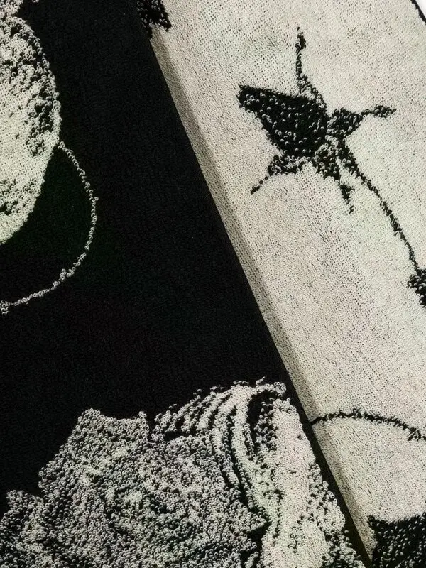 Yohji Yamamoto Floral-print Cotton Bath Towel - Black