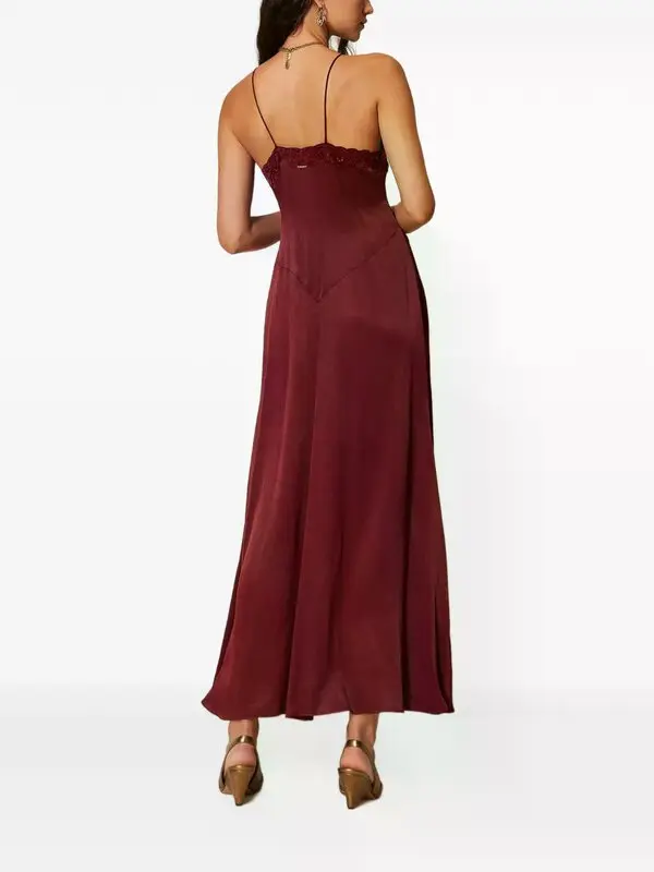 TWINSET Long Envers Satin Dress With Embroidery