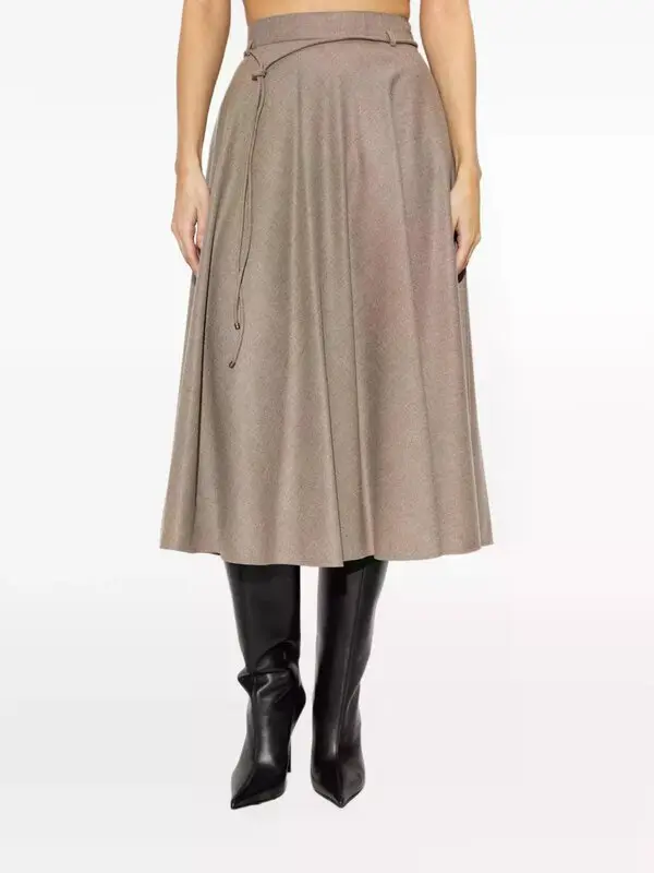 Max Mara Flared Cashmere Foule Skirt Sand