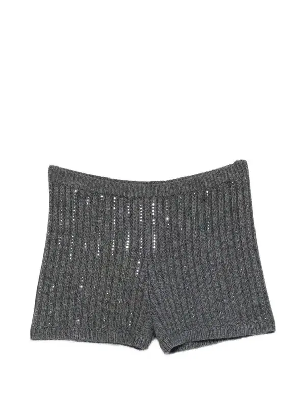 TWINSET Sequin-embellished Ribbed Shorts - Grey