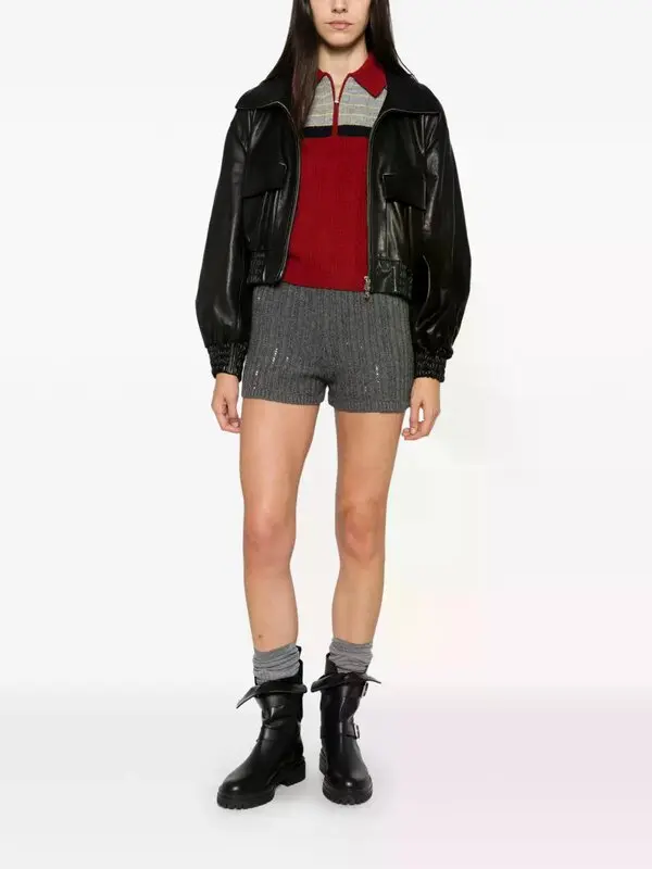 TWINSET Sequin-embellished Ribbed Shorts