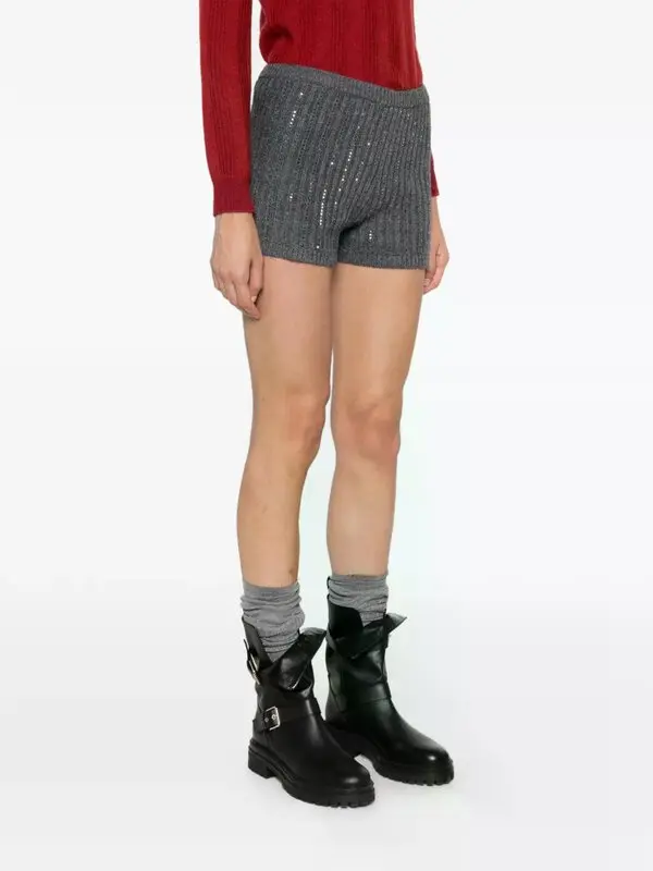 TWINSET Sequin-embellished Ribbed Shorts