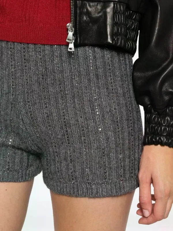 TWINSET Sequin-embellished Ribbed Shorts