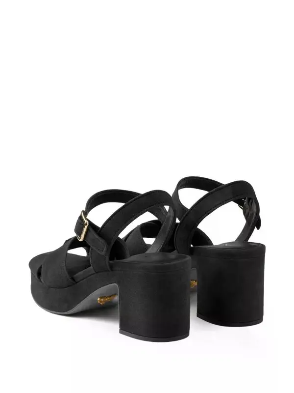 Prada Suede Platform Sandals - Black