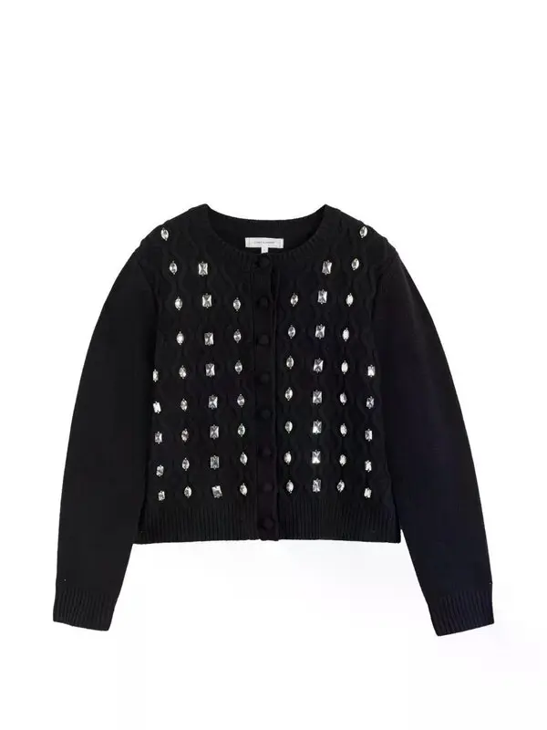 Chinti & Parker Crystal-embellished Cable-knit Cardigan