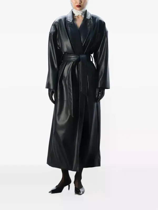 MANURI Beatrix Faux-leather Trench Coat