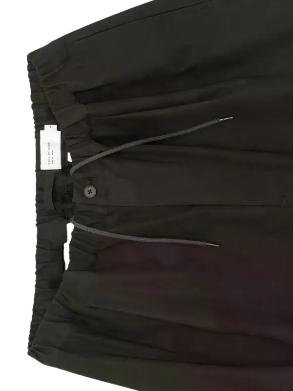 STILL BY HAND Cotton-twill Drawstring Tapered Trousers