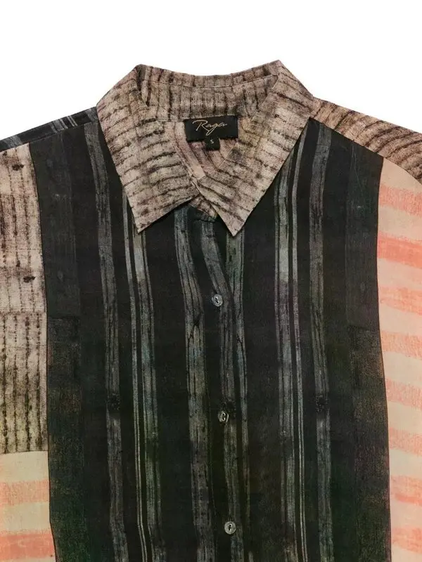 YAVI Patchwork-print Button-down Shirt