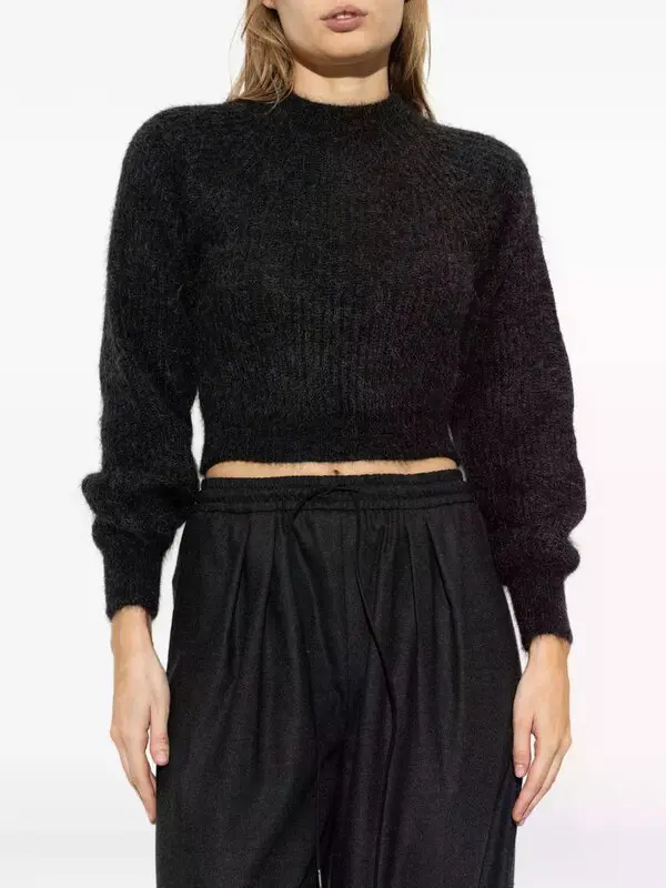 Max Mara Mélange Mohair Cropped Jumper Dark