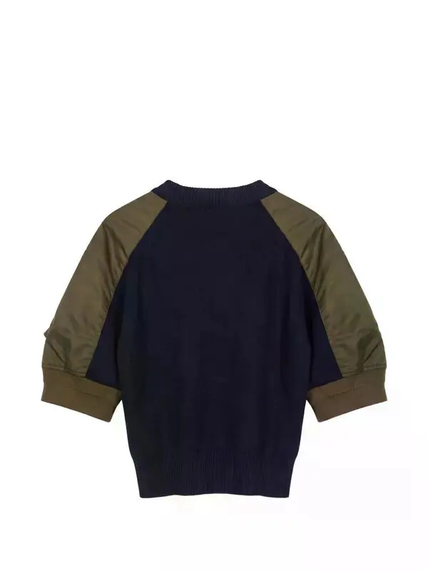 Sacai Nylon-panelled Knitted Sweater