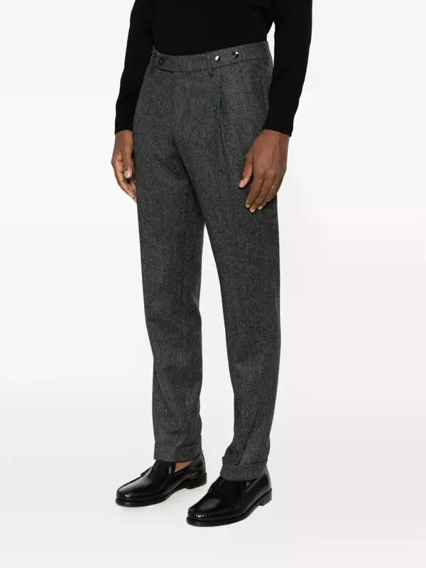 BERWICH Barber Herringbone-pattern Wool Trousers