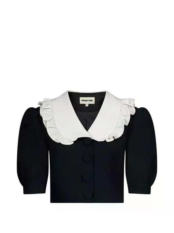 SHUSHU/TONG Ruffled-collar Puff-sleeve Cropped Jacket