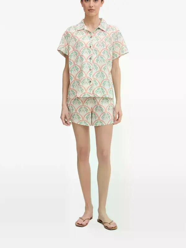 Hurley Palm-tree-print Drawstring Beach Shorts