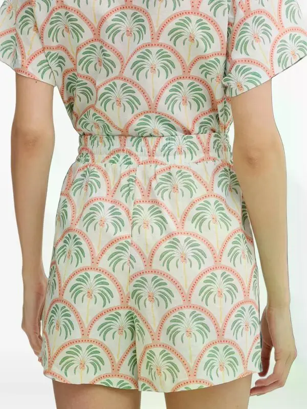 Hurley Palm-tree-print Drawstring Beach Shorts