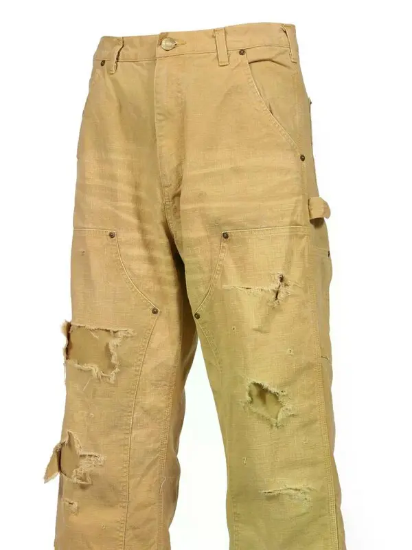KAMIYA Heavy Sun Faded Distressed Duck-canvas Jeans