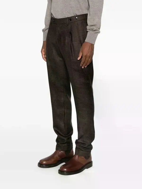 BERWICH Barber Houndstooth-pattern Pleated Trousers