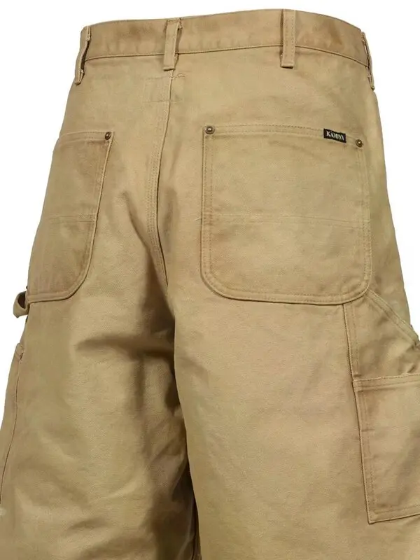 KAMIYA Boro Duck Distressed Duck-canvas Bermuda Shorts