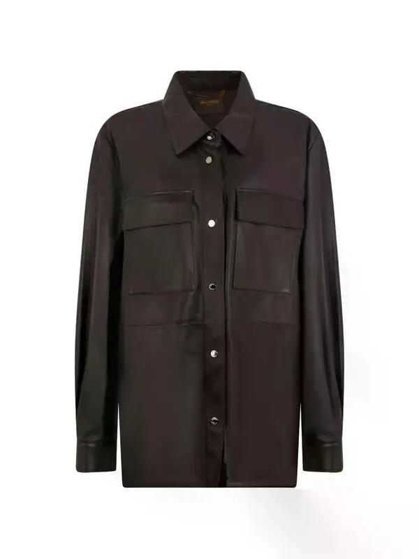 MOORER Button-fastening Leather Jacket