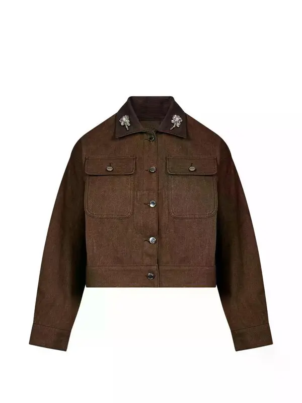 Simone Rocha Embellished-collar Denim Jacket