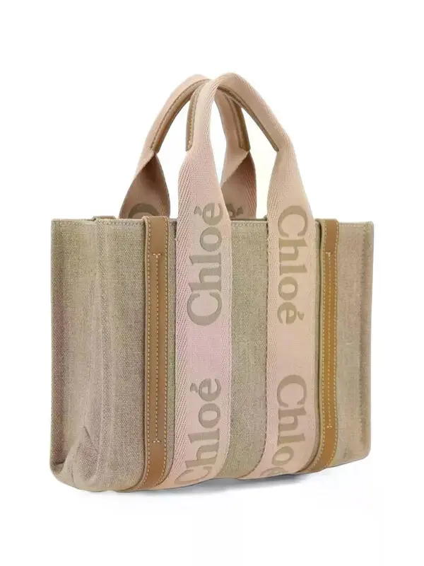 Chloé Small Woody Tote Bag In Linen