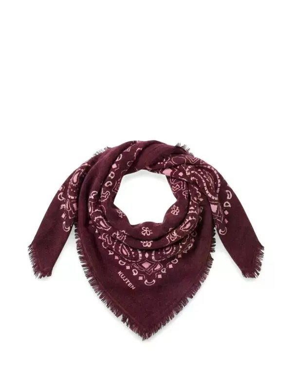 KUJTEN Paisley-print Frayed Scarf