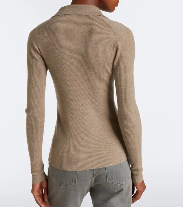Max Mara Ribbed-knit Cashmere Polo Sweater