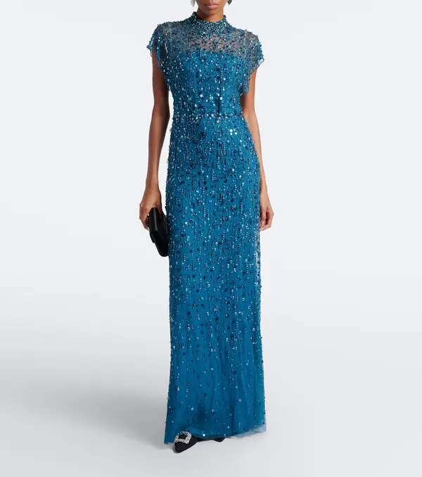 Jenny Packham Crystal Drop Embellished Gown
