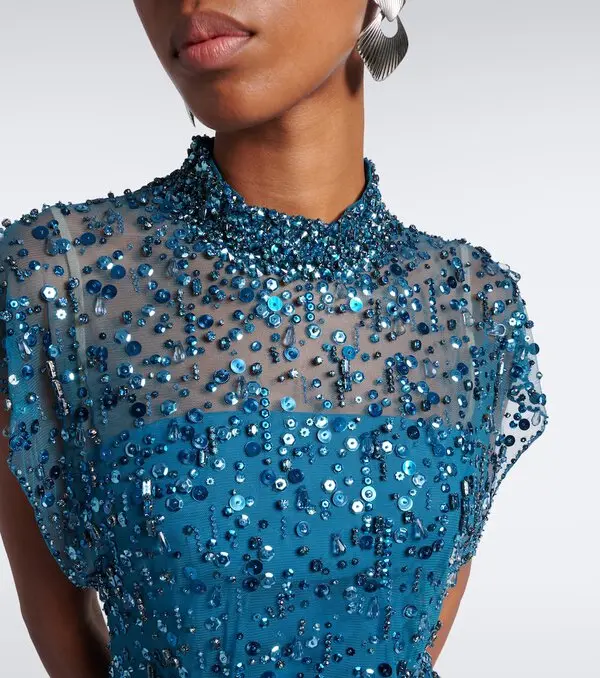 Jenny Packham Crystal Drop Embellished Gown
