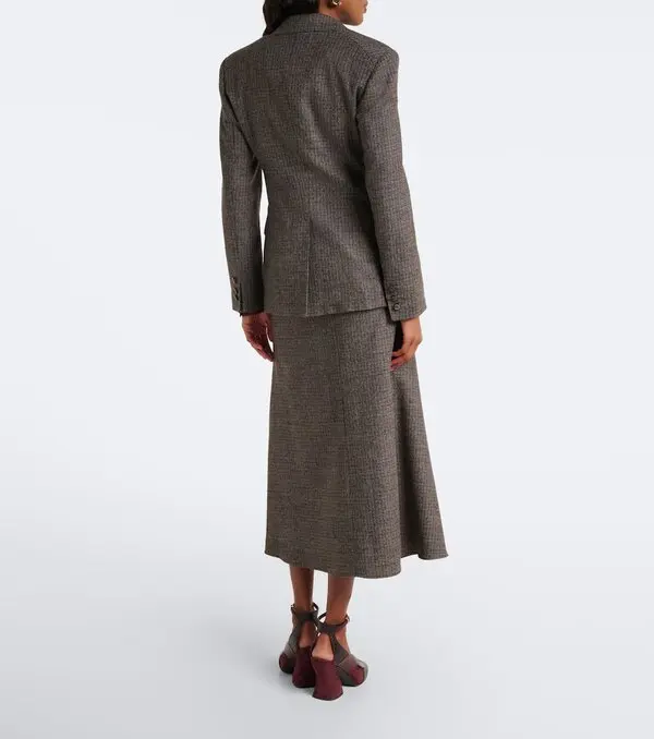 Etro Checked Wool Midi Skirt