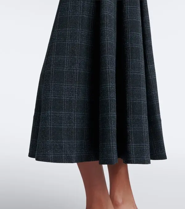 Staud Wells Checked Midi Dress