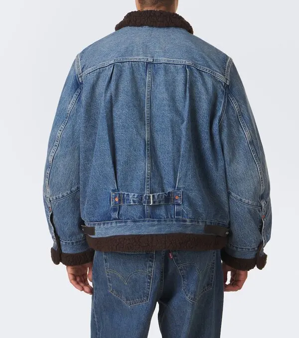 Sacai Leather-trimmed Denim Jacket